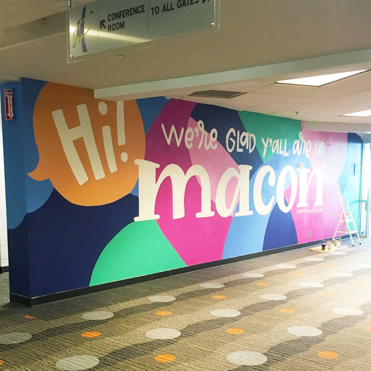 Macon Airport Mural – Mama Hawk Draws